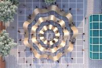 China Golden Matte Stainless Steel Sculptures Outdoor Plaza Large Public Sculpture for sale