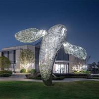 China Hollow Whale Outdoor Metal Fish Sculptures Large Stainless Steel Translucent for sale