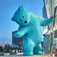 China Geometric Animal Large Outdoor Bear Statues Metal Painted For Garden for sale