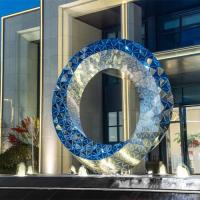 China Building Large Circle Decorative Metal Sculpture Luminous Stainless Steel For City for sale