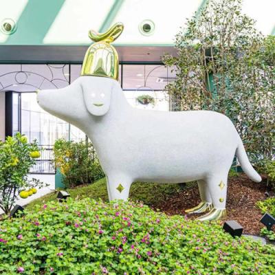 China Customized Home Decor Sculptures Cartoon Dog Fiberglass Animal Sculpture for sale