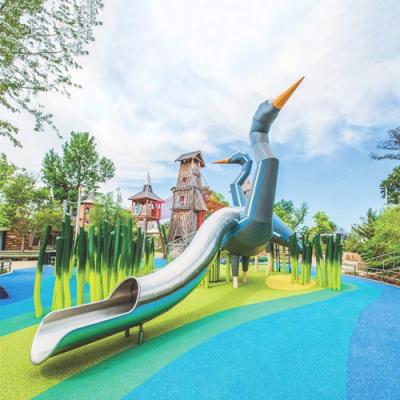 China Duck Outdoor Garden Sculptures Stainless steel Large Metal Playground Slide for sale