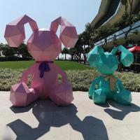 China Rabbit Statue Garden Animal Sculptures FPR Cartoon Geometry For Shop for sale