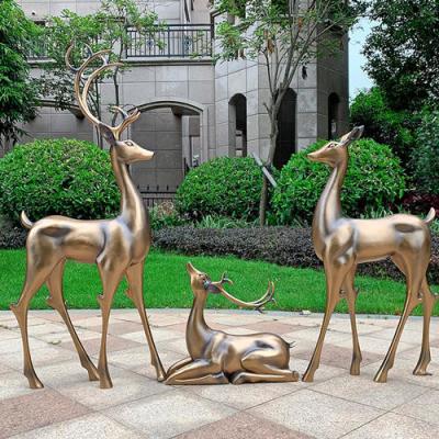 China Animal Home Decor Sculptures Garden Bronze Fiberglass Deer Statue for sale