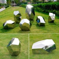 China Stone Metal Lawn Sculpture Mirror Abstract Stainless Steel Sculpture for sale