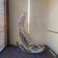 China Silver Feather Home Decor Sculptures Decorative Abstract Stainless Steel for sale