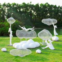 China Floating Cloud Girl Outdoor Fiberglass Statues Garden Painted For Display for sale