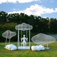 China Customized Shop Window Display Props Cloud Fiberglass Modern Outdoor Statues for sale