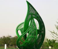 China 5m High Green Large Garden Leaf Sculpture Outdoor Metal For Landscape for sale
