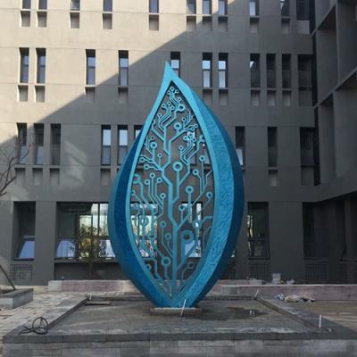China Urban Landscape Metal Leaf Garden Sculpture Stainless Steel Large Ornaments for sale
