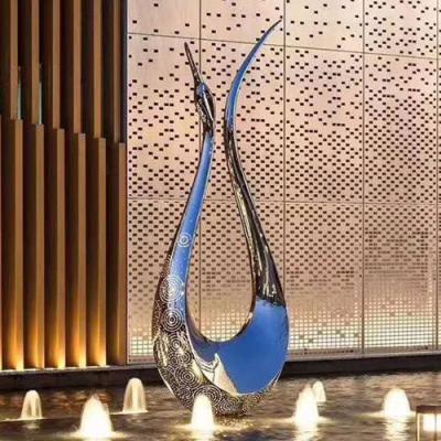 China Hotel Entrance Pool Abstract Mirror Decorative Metal Sculpture Fountain for sale