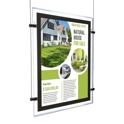 China Backlit Real Estate Sign Hanging Window Poster Advertising A3 A4 Acrylic Picture Photo Frame Led Display Light Box for sale