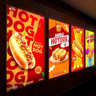 China Ultra-Thin LED Poster Frame with 5000LX Brightness and 10W-39W Power Premium Quality Advertising Light Box for sale