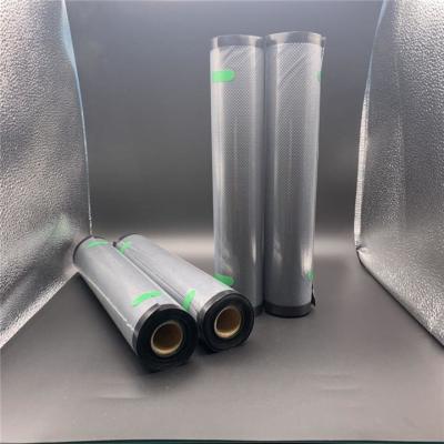 China Household Food Saver Black Vacuum Seal Bag Roll Embossed Vacuum Pouch for sale