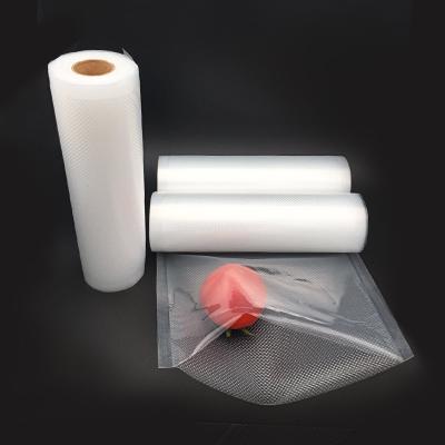 China Household Food Fresh Embossed Vacuum Roll Transparent Food Bag Diamond Shape for sale