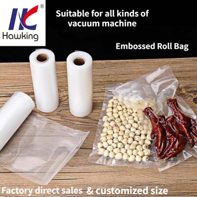 China Bespoke Embossed Vacuum Pouch / Sealer Rolls Bag Manufacturing For Fresh Meat Packaging for sale