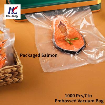 China Food Vacuum Bag 70 Microns Of Plastic Transparent Packed For Salmon for sale
