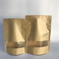 China Ziplock Stand Up Pouch Kraft Paper Bag With Tear Notch 10mm Edge Seal for sale