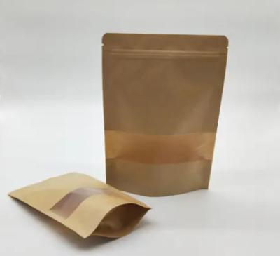 China Stand Up Packaging Pouch Kraft Pape Bag Zip Lock Clear Window for sale