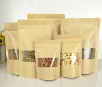 China Stand Up Packaging Pouch Kraft Pape Bag Zip Lock Clear Window for sale