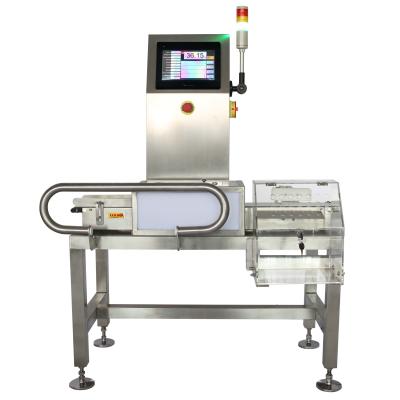 China Online Dynamic Checkweigher Machine 20kg Rated Load 1g Accuracy for Heavy Bulky Items with Rejector for sale