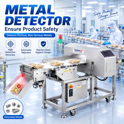 China High-sensitivity metal detector with conveyor belt, suitable for rejecting products in nut and snack food factories for sale