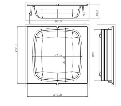 China 210.8*200.1*49.8mm Square Basket Pocket For Benier Overhead Proofer for sale