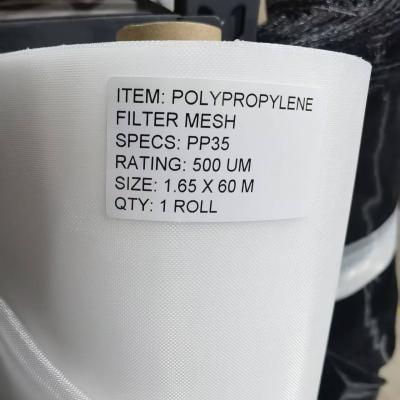 China 500 UM Polypropylene Monofilament Woven Mesh Filter Cloth in Rolls, Sheets, Flat Discs for Air, Gas or Liquid Filtration for sale