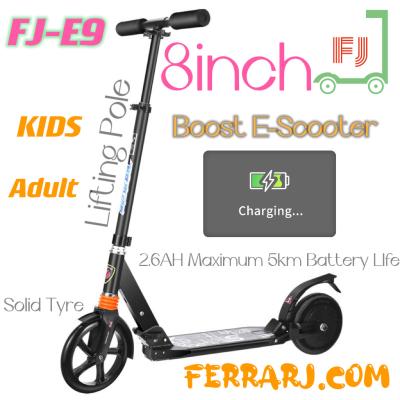 China FERRARJ FJ-E9 8-inch Solid Tire Electric Scooter with 24V 150W Motor and 40-60km Range for sale