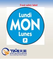 China Weekly food safety  label for restaurant usage for sale