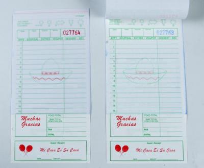 China CT-903SP Loose style Black Ink US Guest Check with Customized Number of Lines and Sequentially Numbered Features for sale