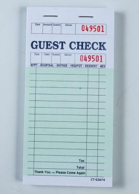 China Guest check CT-G3674 English Language US Guest Check The Ultimate Paper Management Tool for sale