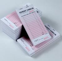 China Single part red color board paper Custom Guest Check Paper With Perforated Sequentially Numbered for sale