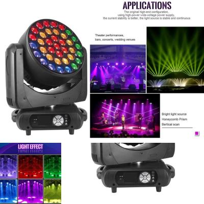 China DMX Controlled 37*15W RGBW 4in1 Strobe LED Wash Moving Head Light For Discos for sale