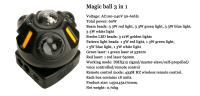 China Magic Ball 3 In 1 Beam Strobe Pattern Light Self-Propelled Control Mode for sale