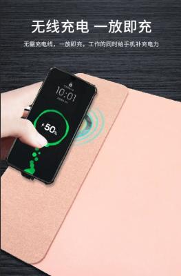 China Computer Large LED USB Waterproof Mouse Pad Qi Wireless Charging For Desk Mat for sale