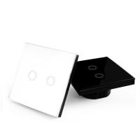 China Wall Light Switch EU/UK Standard Touch Switch White Crystal Glass Panel for sale