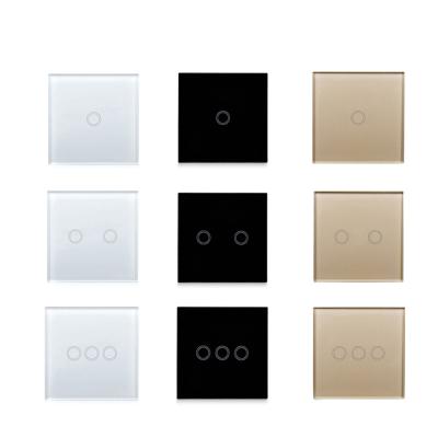 China Wall Light Switch EU/UK Standard Touch Switch White Crystal Glass Panel for sale