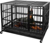 China Folding Wire Pet Cages 19-48 Inch Metal Dog Crates with Removable Plastic Tray for sale