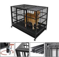 China Folding Wire Pet Cages 19-48 Inch Metal Dog Crates with Removable Plastic Tray for sale