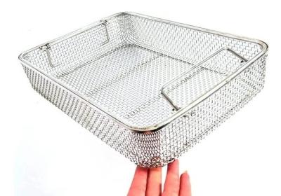 China Stainless Steel Sterilization Storage Wire Mesh Baskets with 1-10mm Wire Diameter and 48x25x6cm Dimensions for Medical Instruments for sale