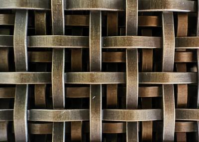 China Antique Brass Flat Stainless Steel Wire Decorative Crimped Woven Mesh Panels 24x36 Inch for Cabinet Door Inserts for sale