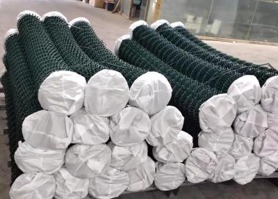China 6FT 9 Gauge Green Plastic+Galvanized Chain Link Mesh Fence Wire Fencing for sale