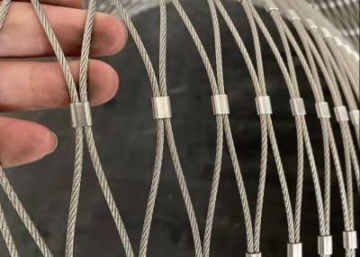 China 304 316 Diamond Stainless Steel Cable Woven Ferrule Wire Rope Mesh for Zoo Animals for sale