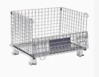 China Heavy Duty Removable Collapsible Rigid Metal Wire Mesh Cage Storage Stacking Containers for sale
