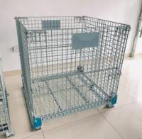China Heavy Duty Capacity Warehouse Mesh Box Wire Cage Metal Bin Storage Containers for sale