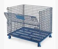 China Welded Mesh Cage Mesh Wire Foldable Forklift Folding Metal Stacking Container Pallet Cage for sale