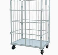 China Stackable Collapsible Foldable Wire Mesh Iron Metal Trolley Steel Cage Pallet with Wheels for sale