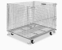 China Heavy-Duty Galvanized Wire Mesh Rolling Storage Cage for Warehouses for sale