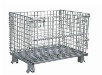 China Customized Galvanized Collapsible Folded Stackable Warehouse Metal Wire Mesh Heavy Duty Pallet Cage with Lid for sale